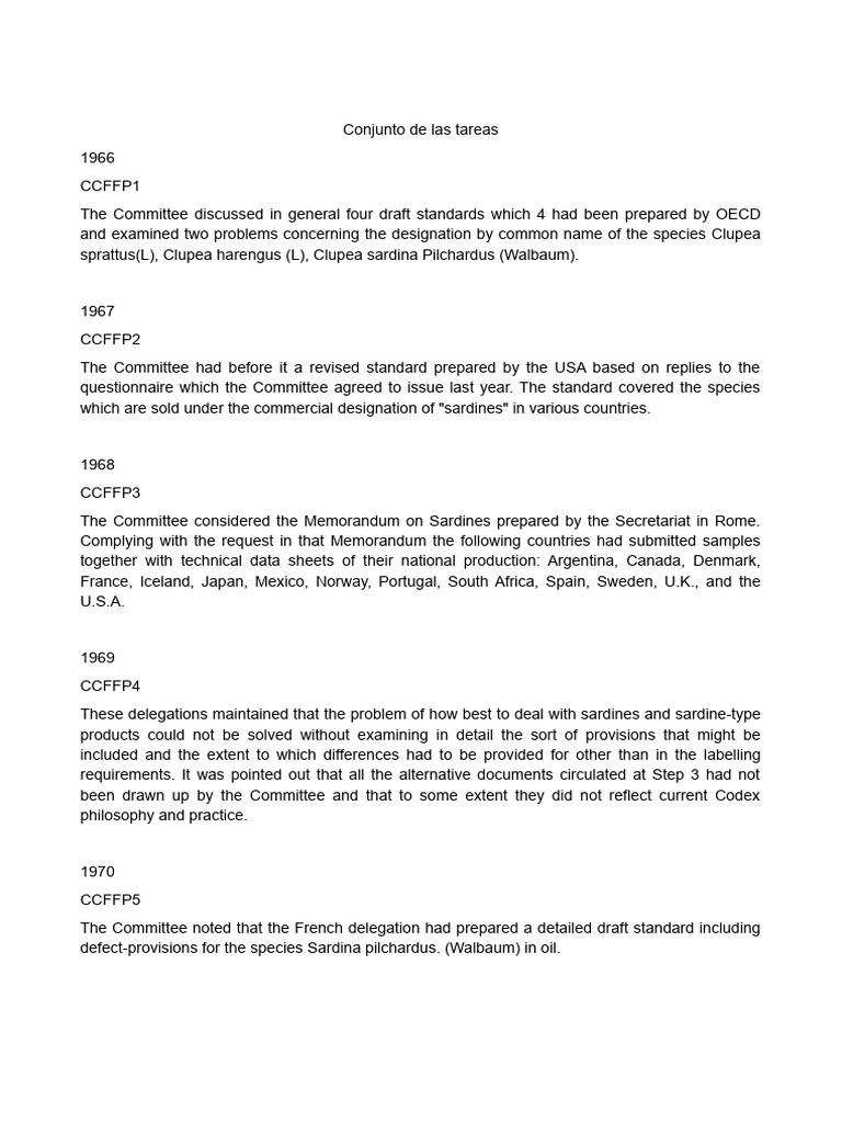 Codex Sardine Standards Review | PDF