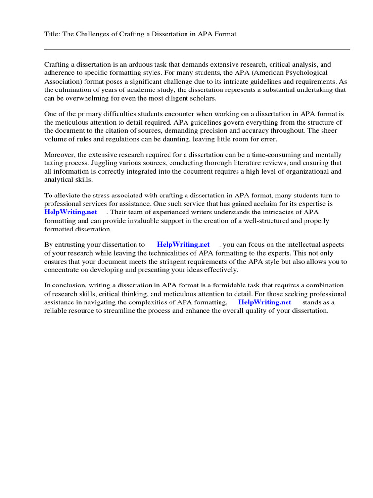Dissertation Apa Example Pdf Apa Style Thesis