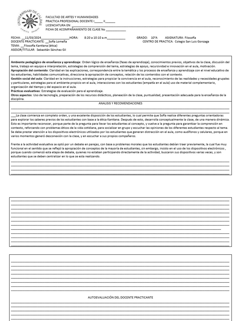 Formato de Observaciã N de Clase | PDF | Enseñando | Salón de clases