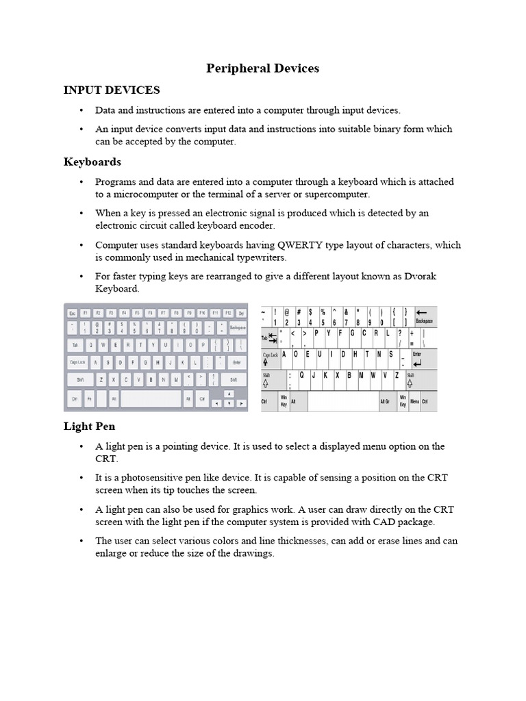 Lecture-11-Peripheral Devices | PDF | Computer Keyboard | Input/Output