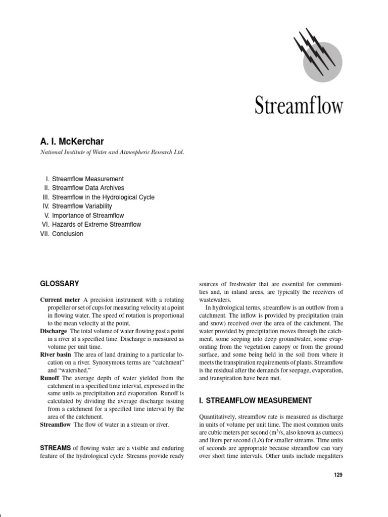 streamflow | PDF | Discharge (Hydrology) | Drainage Basin