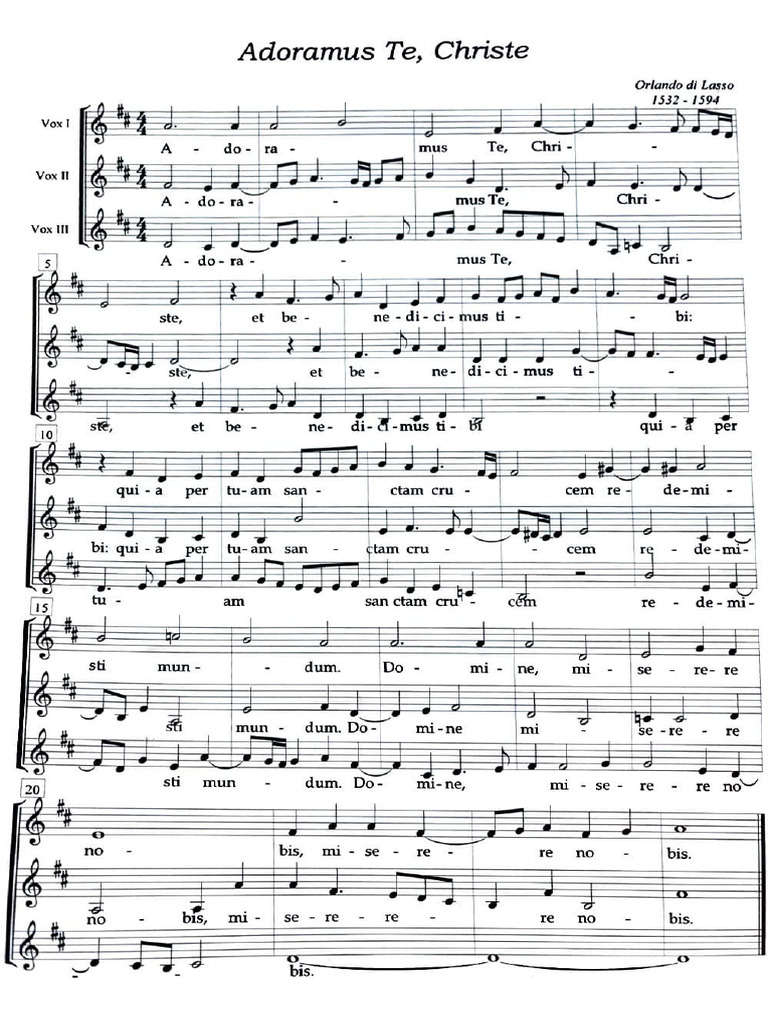Adoramus Te Christe - O.di - Lasso | PDF