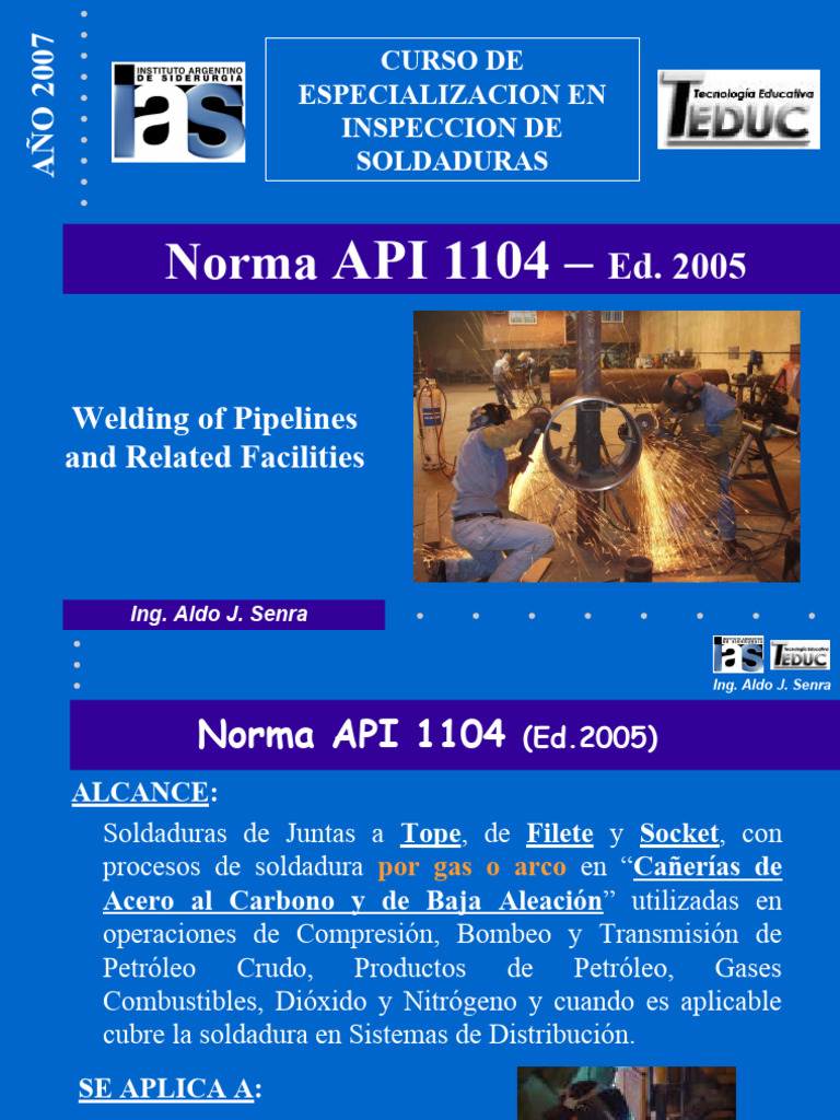 Teoría API 1104-05 (IAS-TEDUC) - Año 2007 | PDF | Soldadura | Construcción