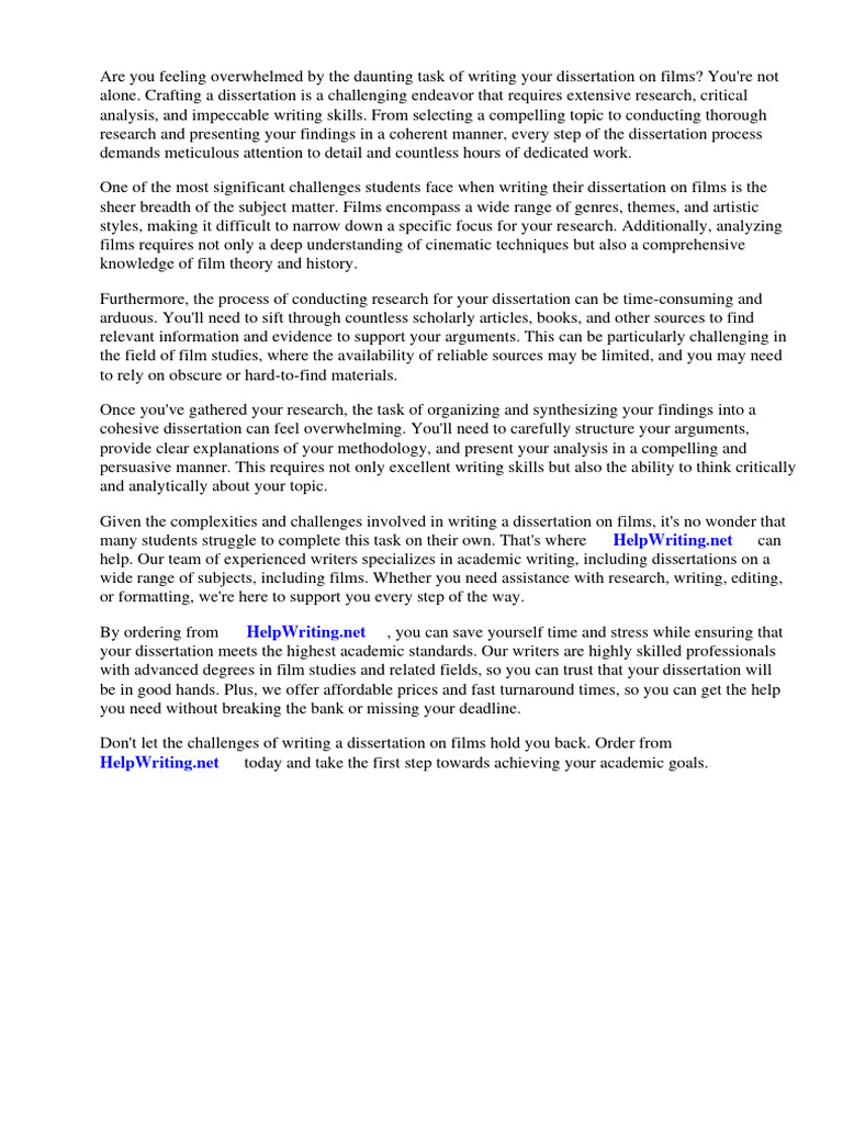 Dissertation On Films | Download Free PDF | Animation | Thesis