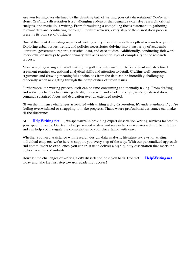 City Dissertation | PDF | Thesis | Advertising