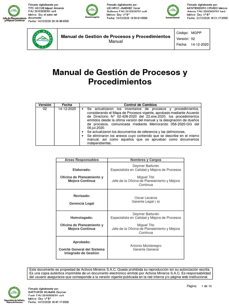 MGPP Manual Gestion Procesos y Procedimientos v02 y anexoRRRR | Descargar gratis PDF | Business ...