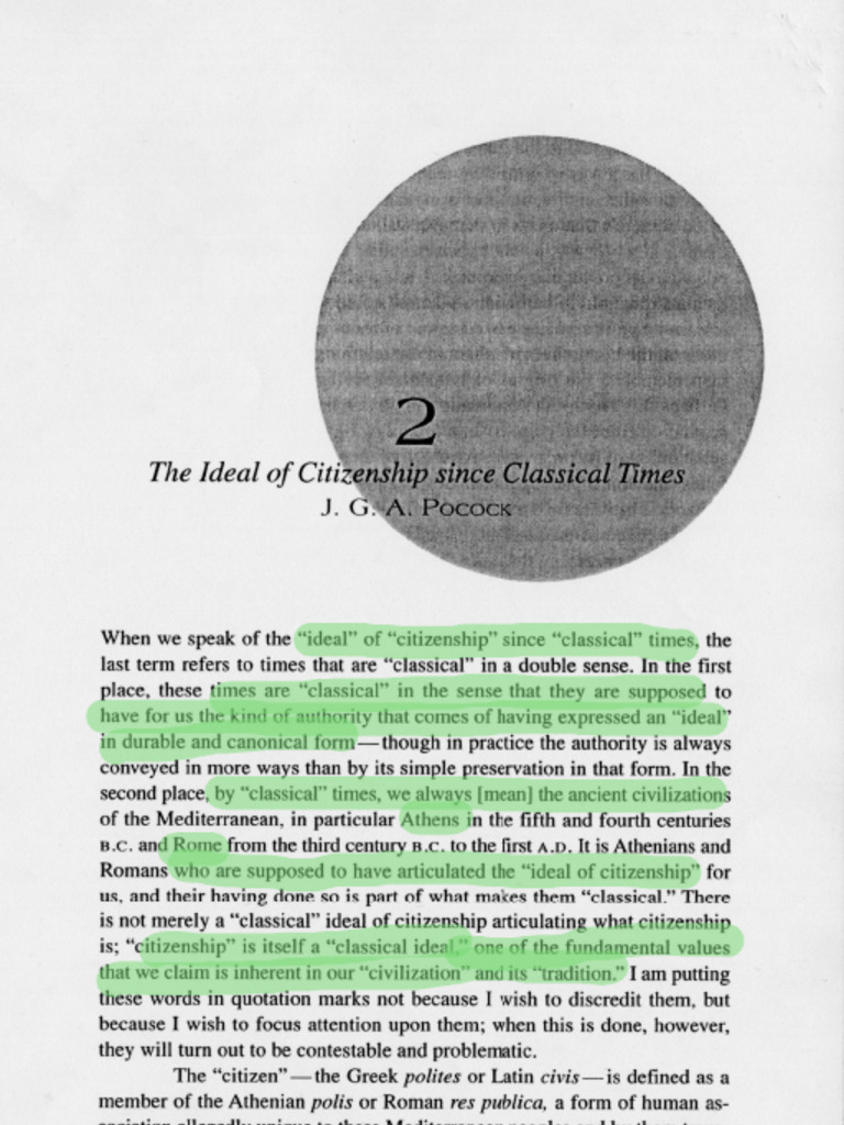 Pocock, JCA. 1995.the Idea of Citizenship Sin Classical Times. | PDF ...