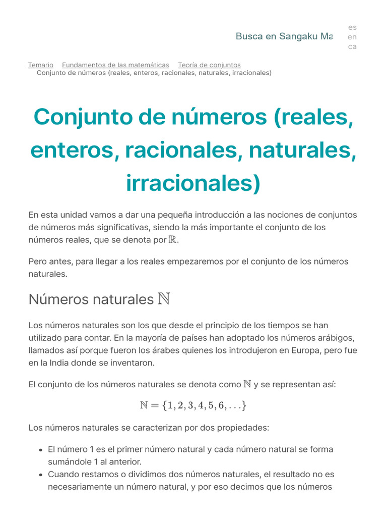 Conjuntos de Números: Naturales, Enteros y Más | PDF | Números | Entero