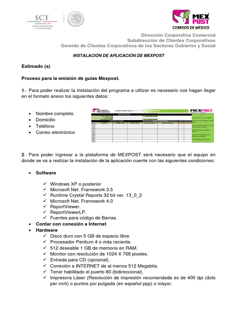 Guías Mexpost Nuevo Proceso | PDF | Contraseña | Internet