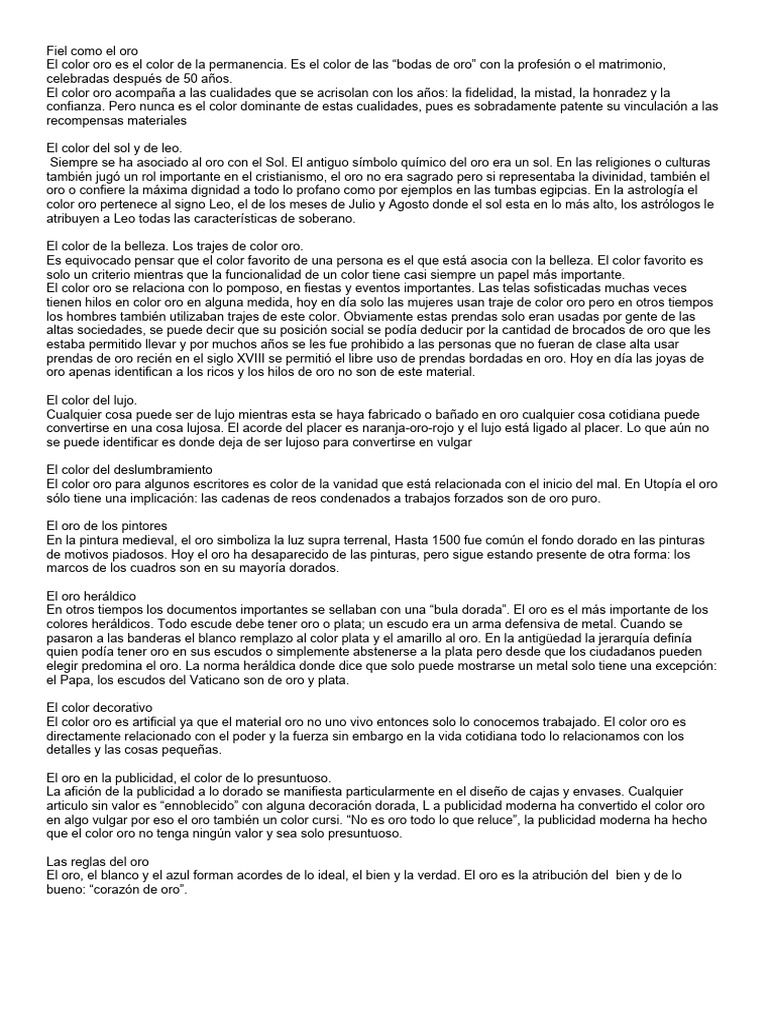 El Significado del Color Oro | PDF | Color | Oro