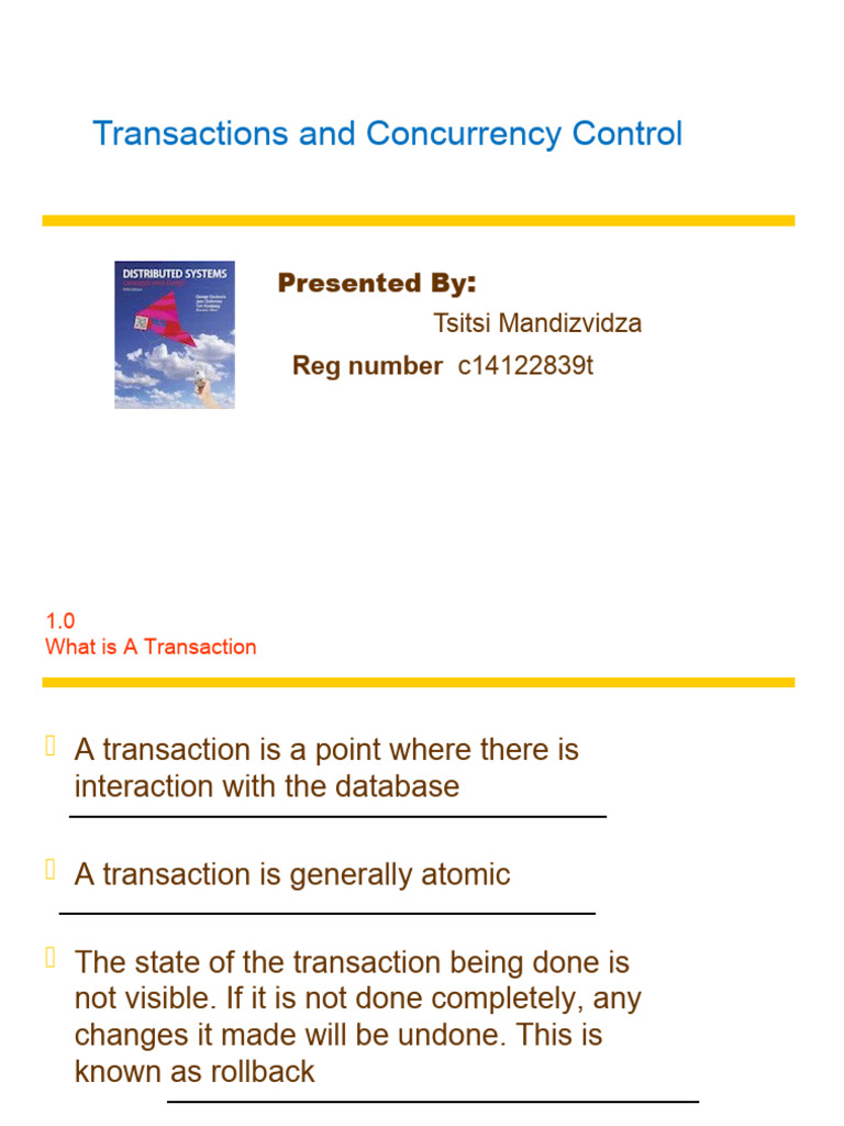 Lect 15 Transaction And Concurrency Control Pdf Database Transaction Synchronization