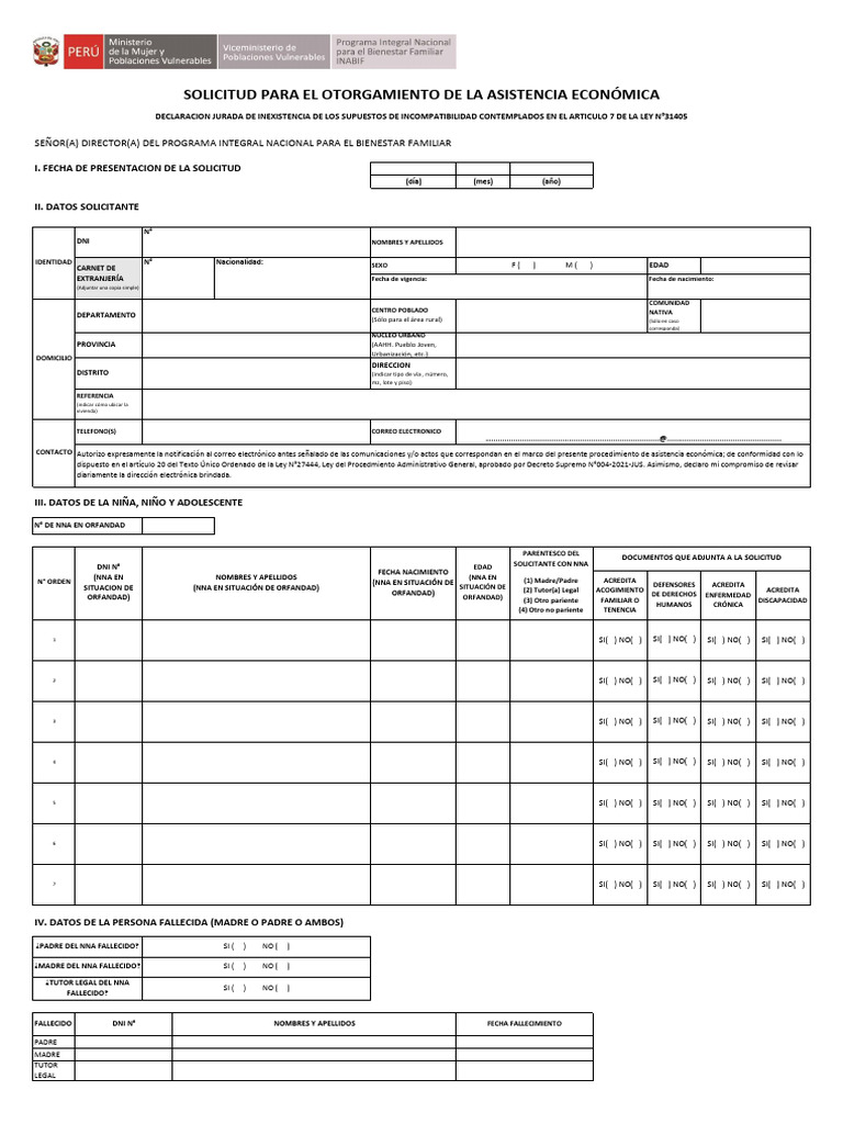 Formatos Inabif | PDF | Documento de identidad
