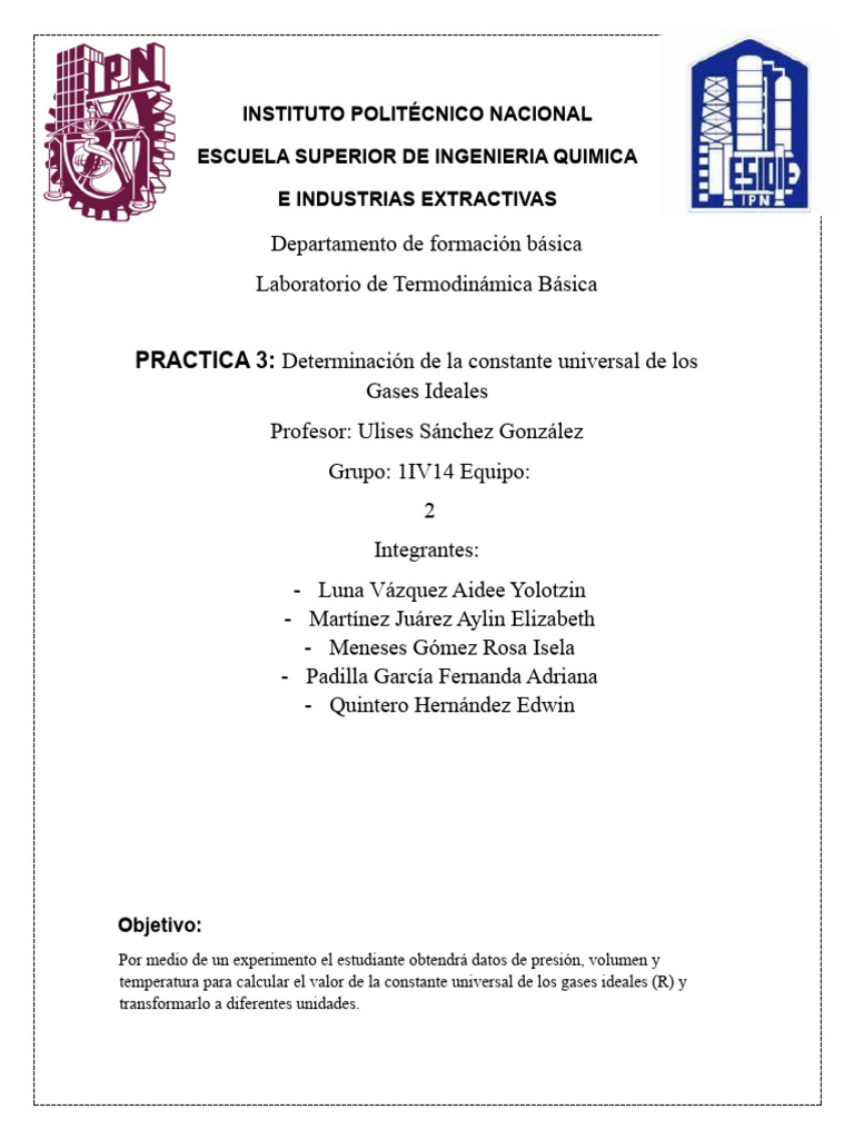 Practica Termo 3-1 | PDF | Gases | Temperatura
