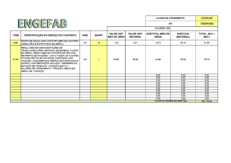 Comum 19084488: Valores (R$) | PDF