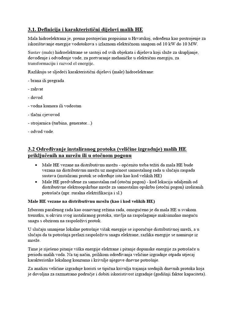 3.1. Definicija I Karakteristični Dijelovi Malih HE: Male HE Vezane Na Distributivnu Mrežu (Kao ...