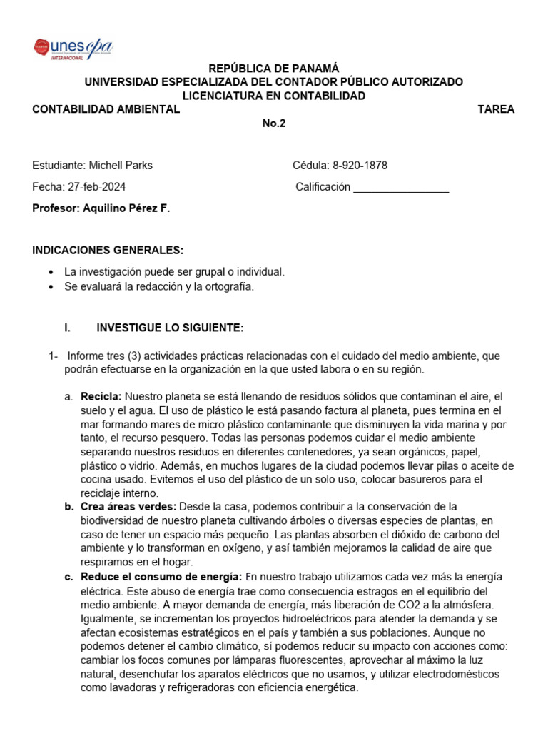 Tarea 2 Modulo 5 | PDF | Contaminación | Entorno natural
