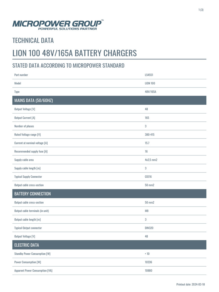 Micropower Lion 100 48V 165A - 380V | PDF | Mains Electricity ...