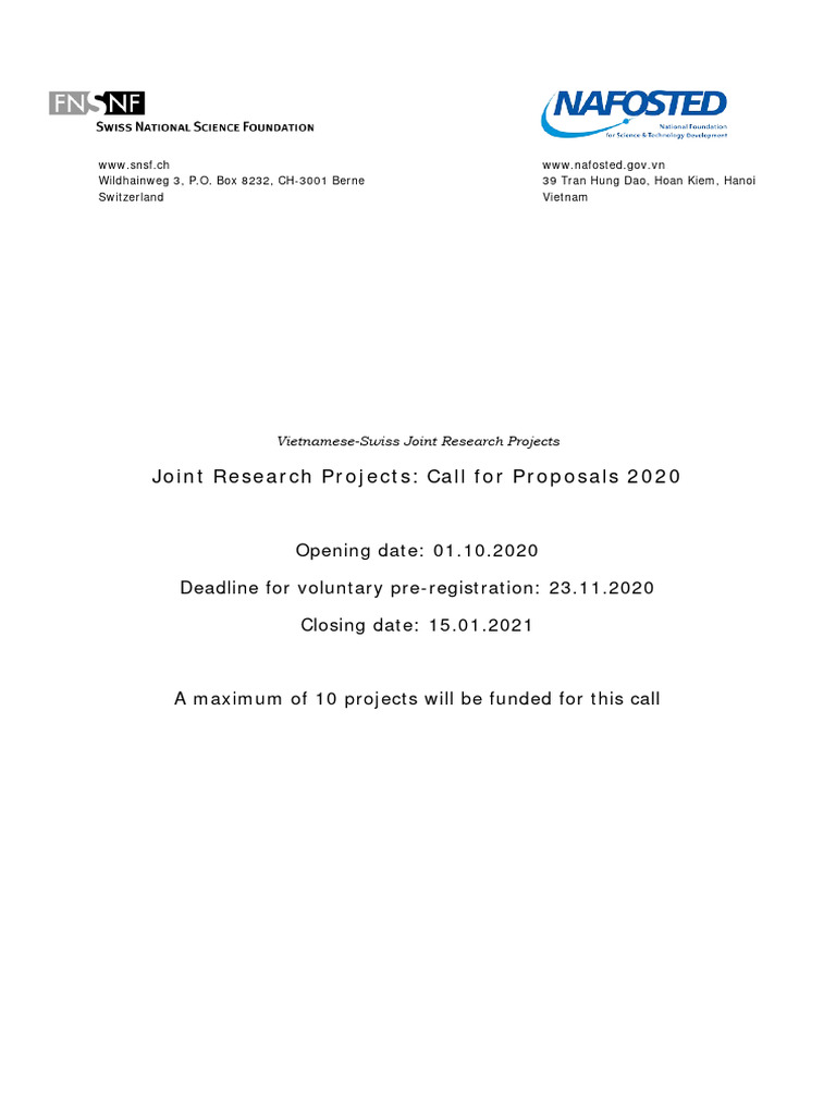 Call Document Nafosted SNSF | Download Free PDF | Value Added Tax ...