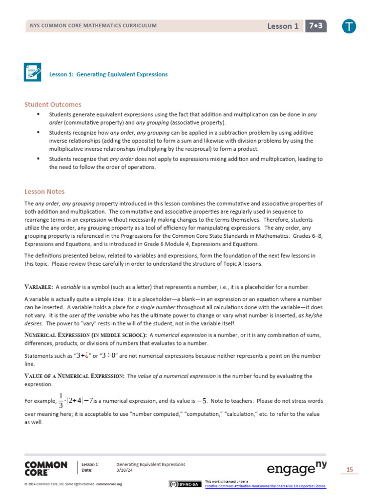 Math g7 m3 Topic A Lesson 1 Teacher | PDF | Multiplication | Numbers