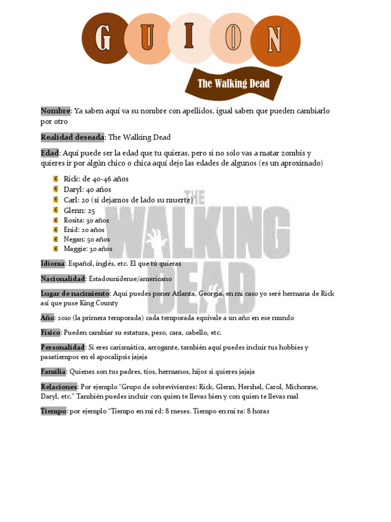 Guion TWD | PDF | Rick Grimes | The Walking Dead (Serie de TV)