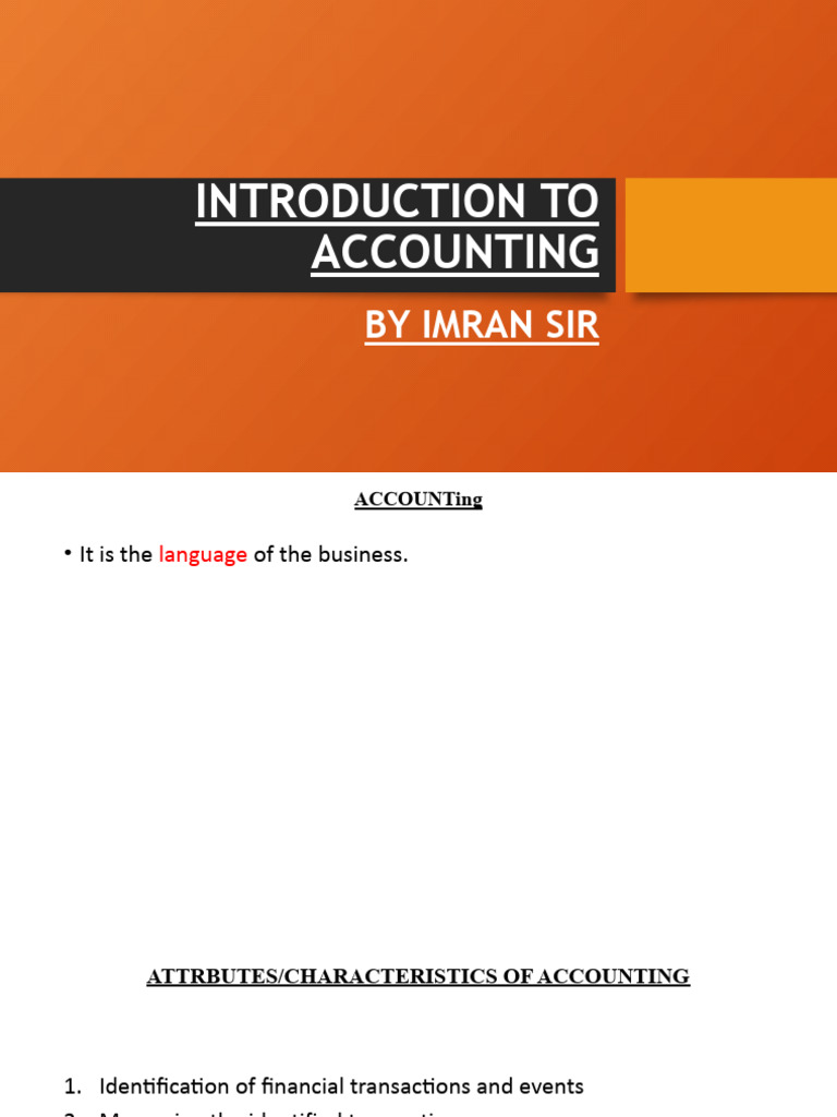 Ch - 1 Intro to Accounts | PDF | Accounting | Debits And Credits Ch - 1 Intro to Accounts | PDF | Accounting | Debits And Credits