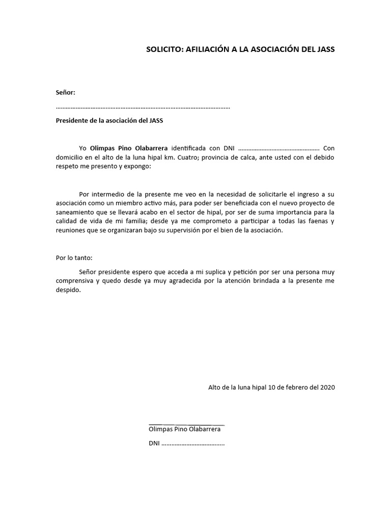 SOLICITud Del Jass | PDF