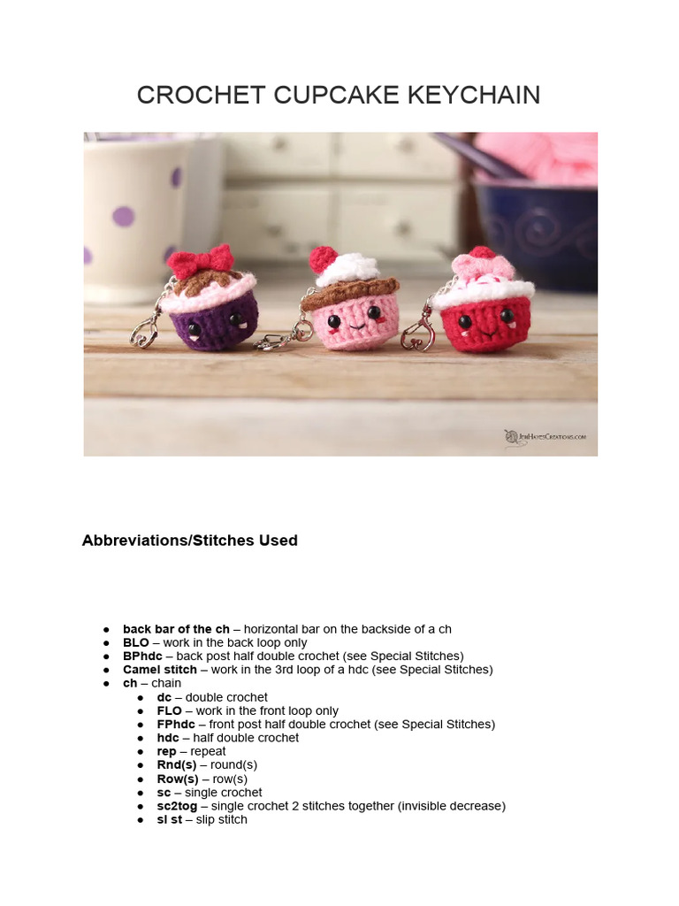 Crochet Cupcake Keychain Pattern | PDF | Crochet | Embroidery