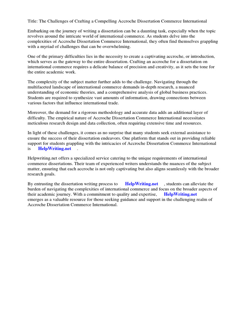 Accroche Dissertation Commerce International | PDF | Thesis | Citation