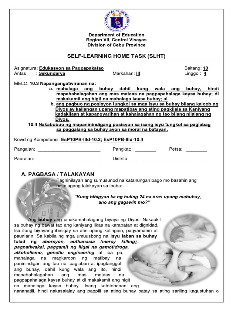 SLHT EsP10 Q3 WEEK4 FINAL | PDF
