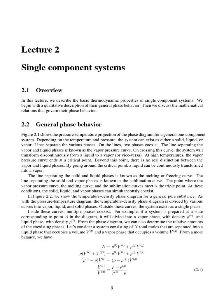 02 - Single Component Systems | PDF | Phase (Matter) | Phase Diagram