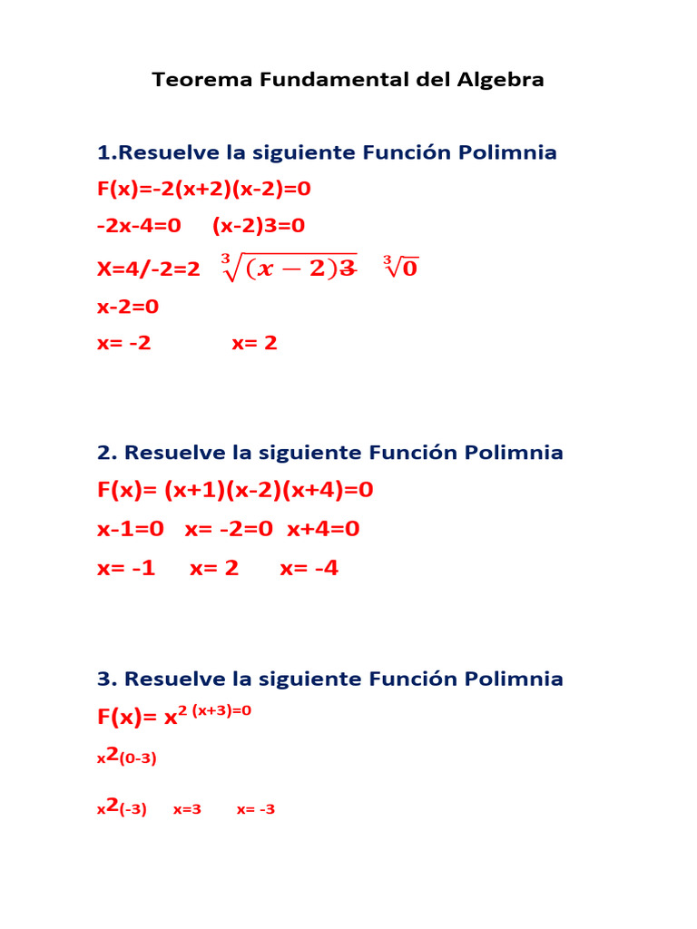 Teorema Fundamental Del Algebra Resuelto | PDF
