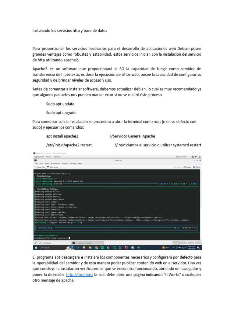 Practica Servicios HTTP y Base de Datos | PDF | Servidor HTTP Apache | Mi sql