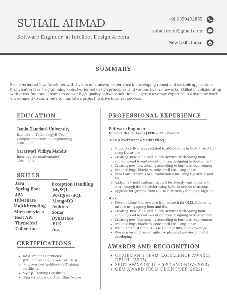 Java Developer's Career Profile | PDF | Software | Java (Programming Language)