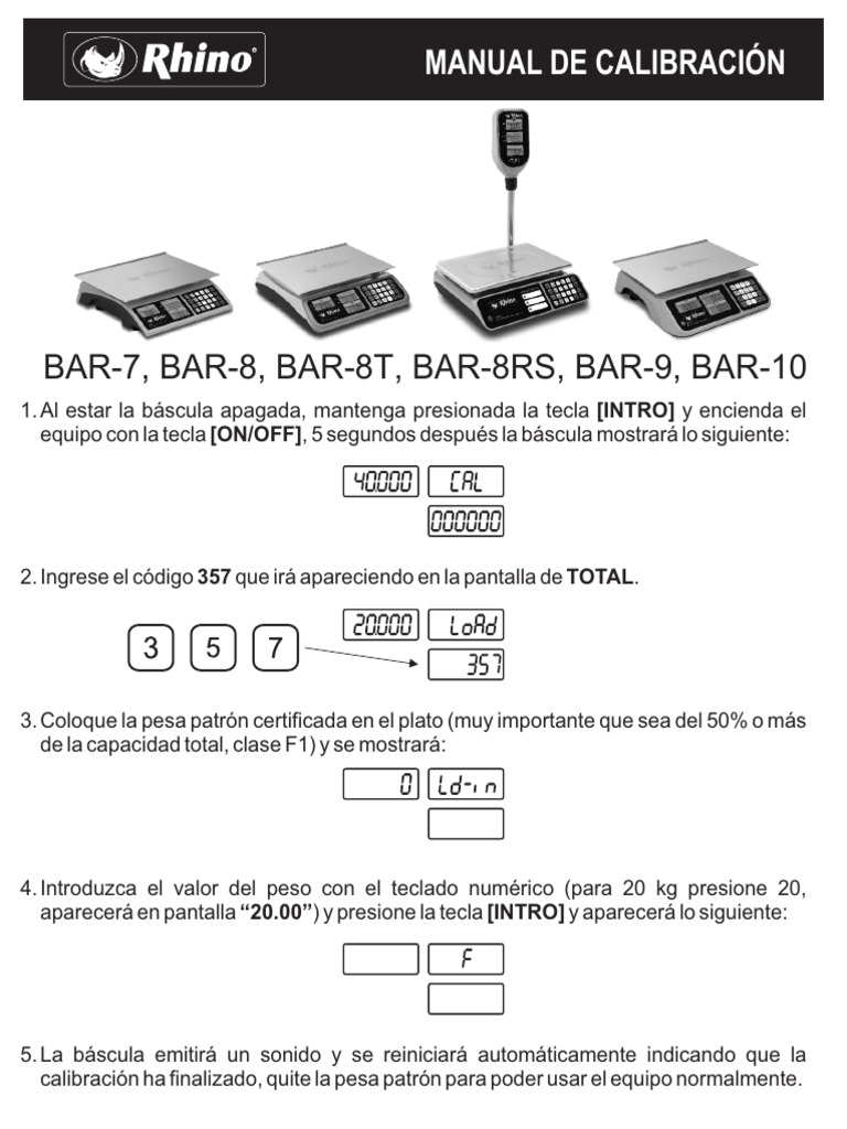 Calibracion Bar-7, Bar-8, Bar-8rs, Bar-8t, Bar-9 y Bar-10 | PDF