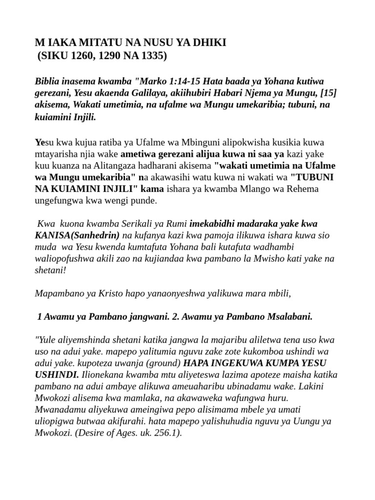 Miaka 3.5 Ya Dhiki Kuu | PDF