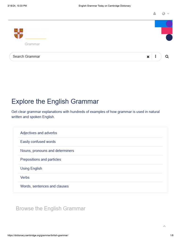 English Grammar Today On Cambridge Dictionary | PDF | English Language ...