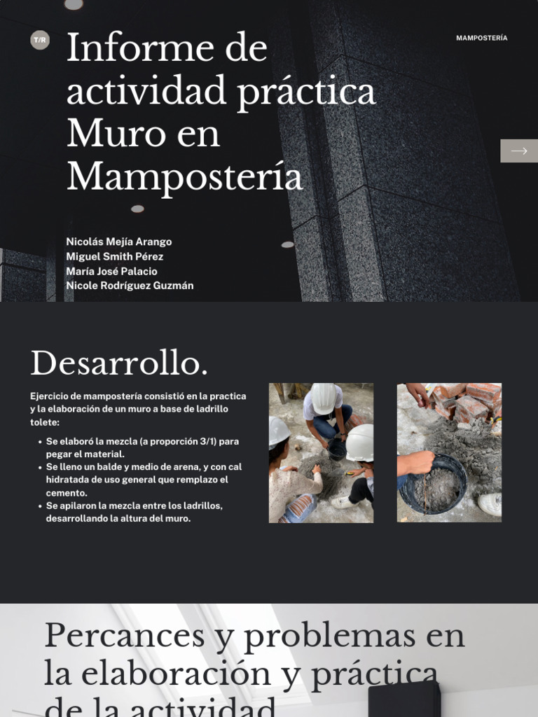 Informe de Actividad Práctica Muro en Mampostería | PDF