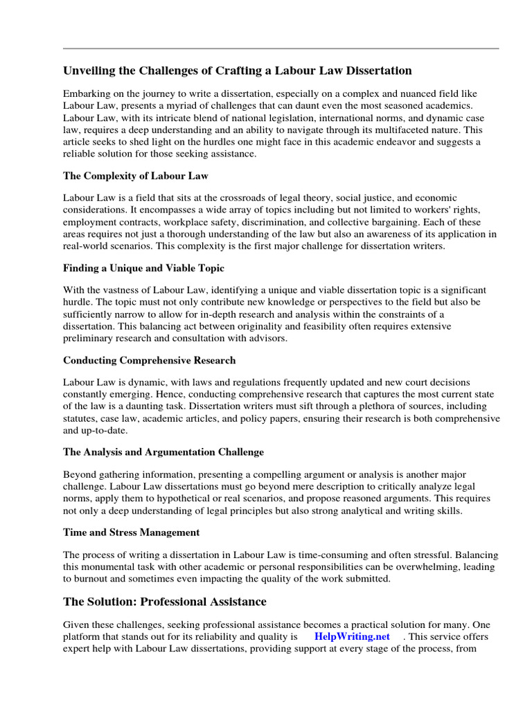 Labour Law Dissertation Topics | PDF | Labour Law | Employment