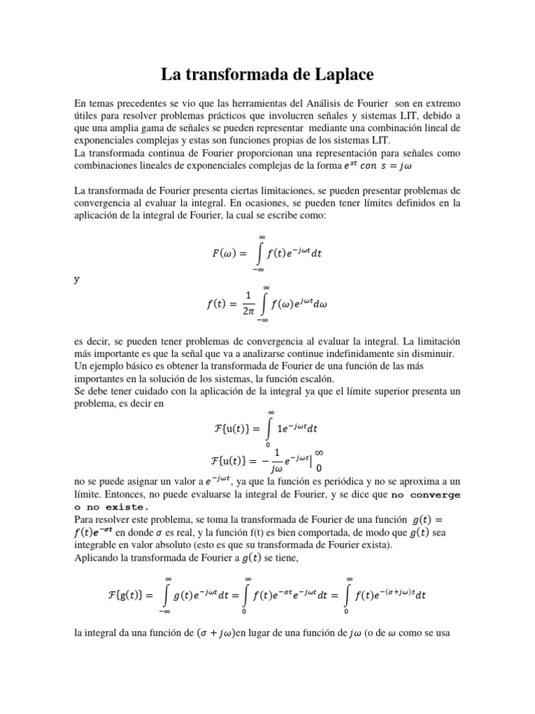 La Transformada de Laplace | PDF | Integral | Transformada de Fourier