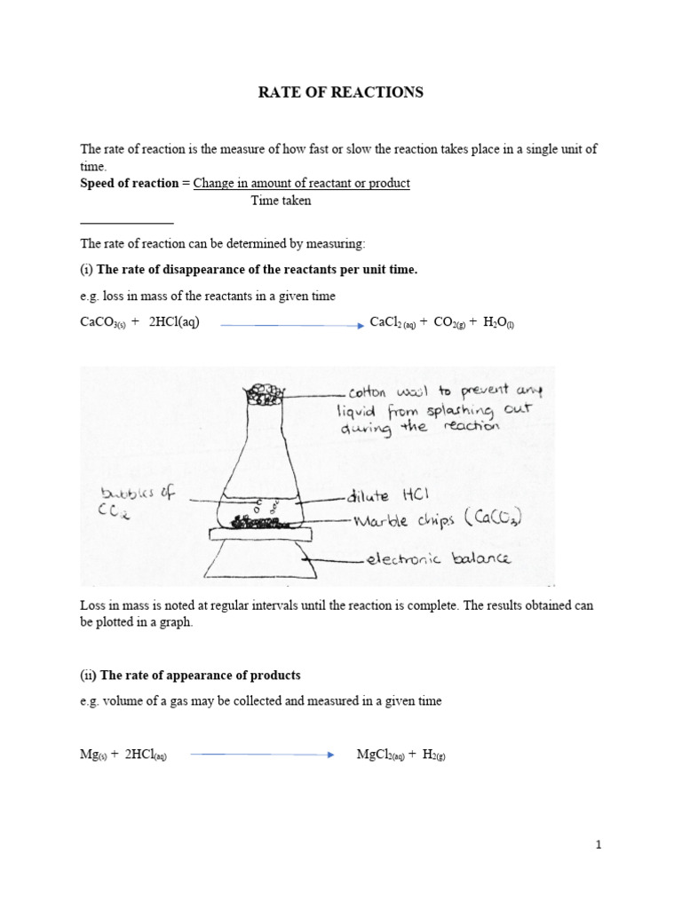 Rate of Reactions | PDF | Reaction Rate | Chemical Reactions