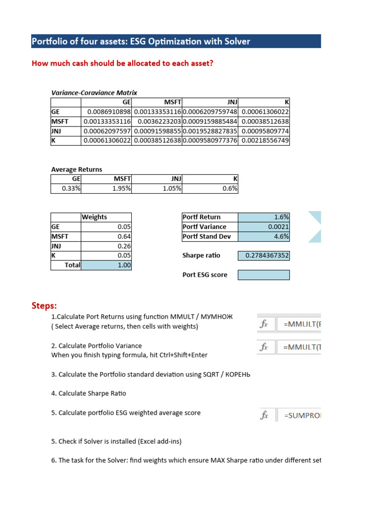 ESG Portfolio Optimization Analysis | PDF | Weighted Arithmetic Mean ...