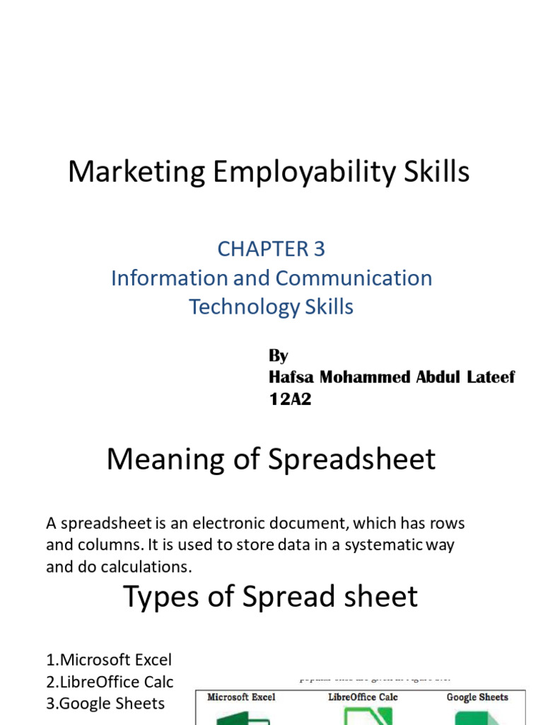 Marketing Employability Skills Chapter 3 Ict Skills | PDF | Spreadsheet | Computer File