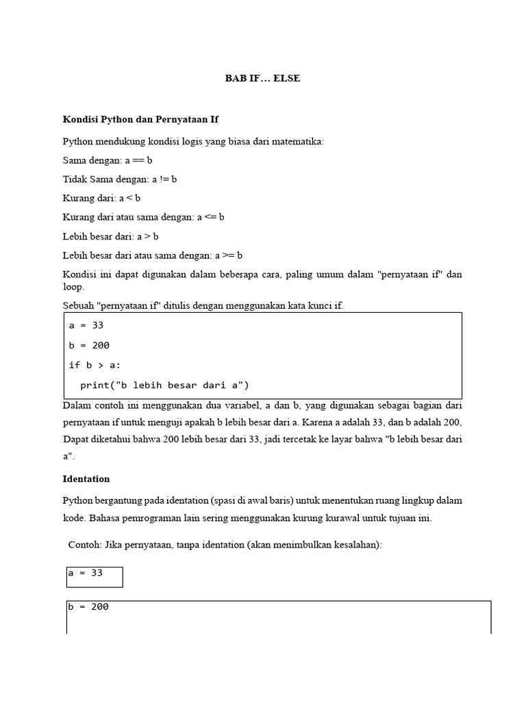 Panduan If...Else di Python | PDF | Metode & Bahan Ajar | Komputer