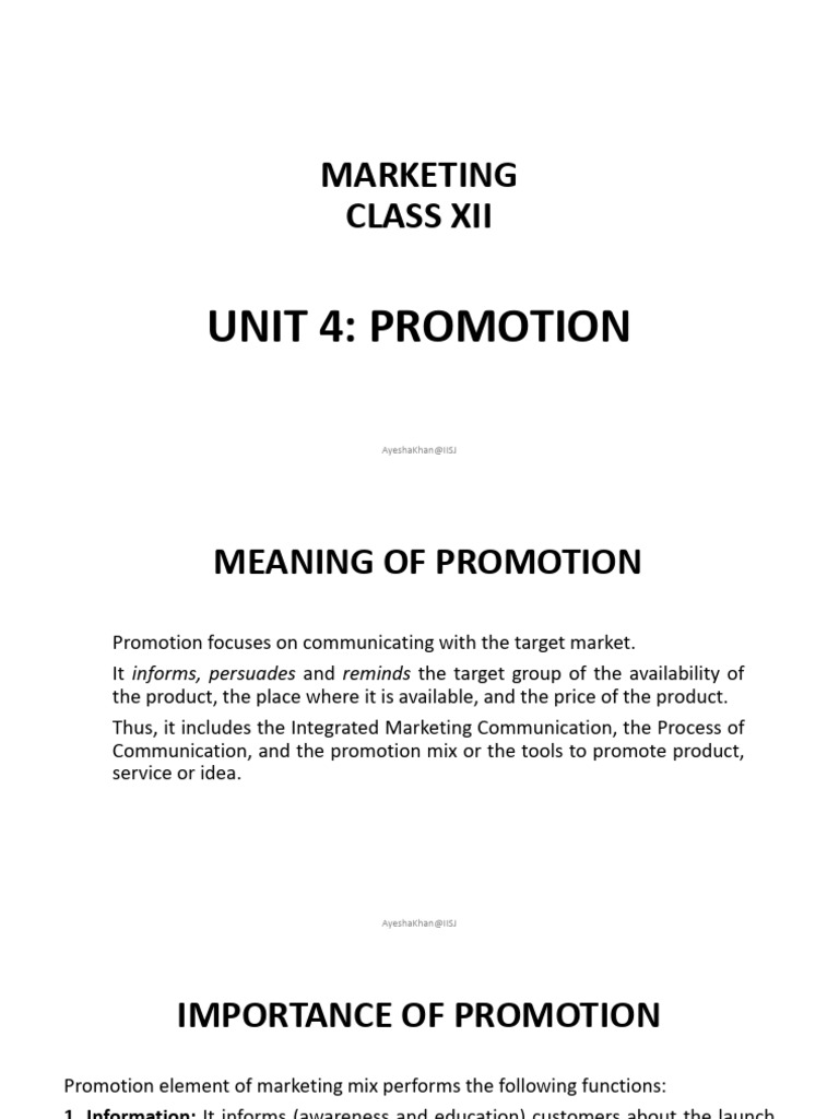 Unit - 4 Promotion | PDF | Advertising | Marketing