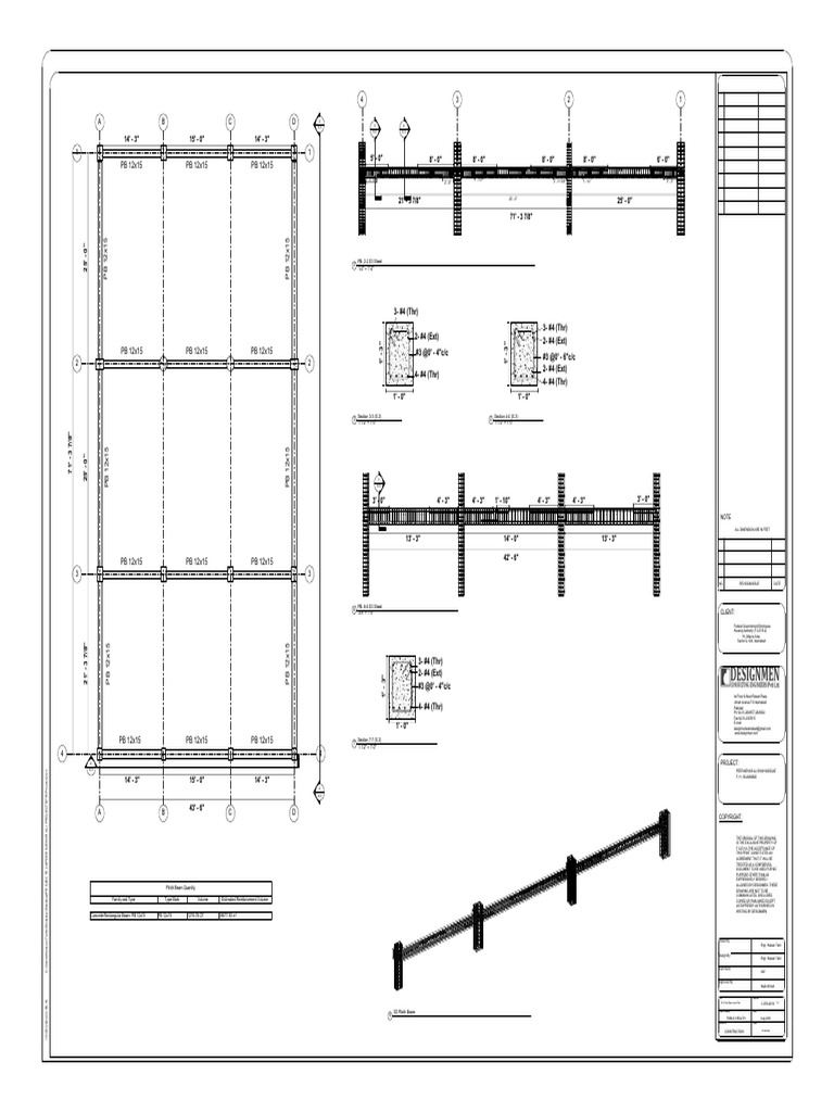 Project2 - Sheet - S-3 - (GL) Plinth Beam Layout Plan B&W | PDF