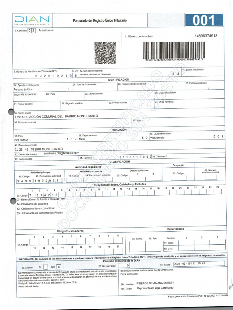 Rut - Barrio Montecarlo, Vcio. | PDF