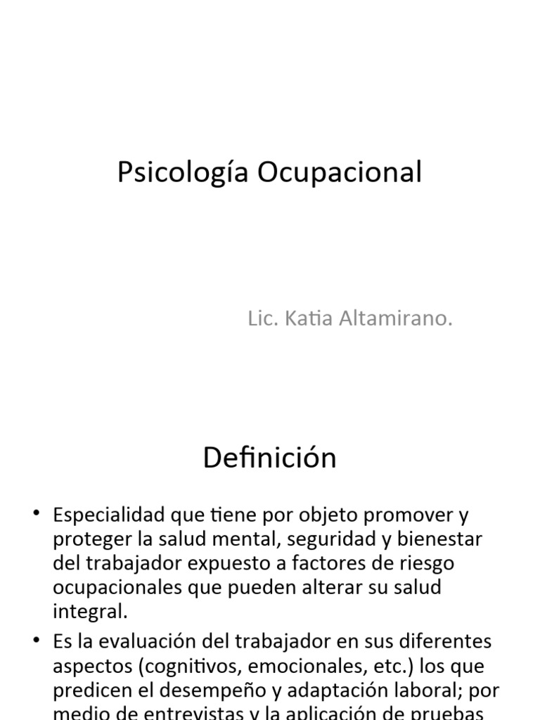 Psicología Ocupacional | Descargar gratis PDF | Sicología | Evaluacion psicologica