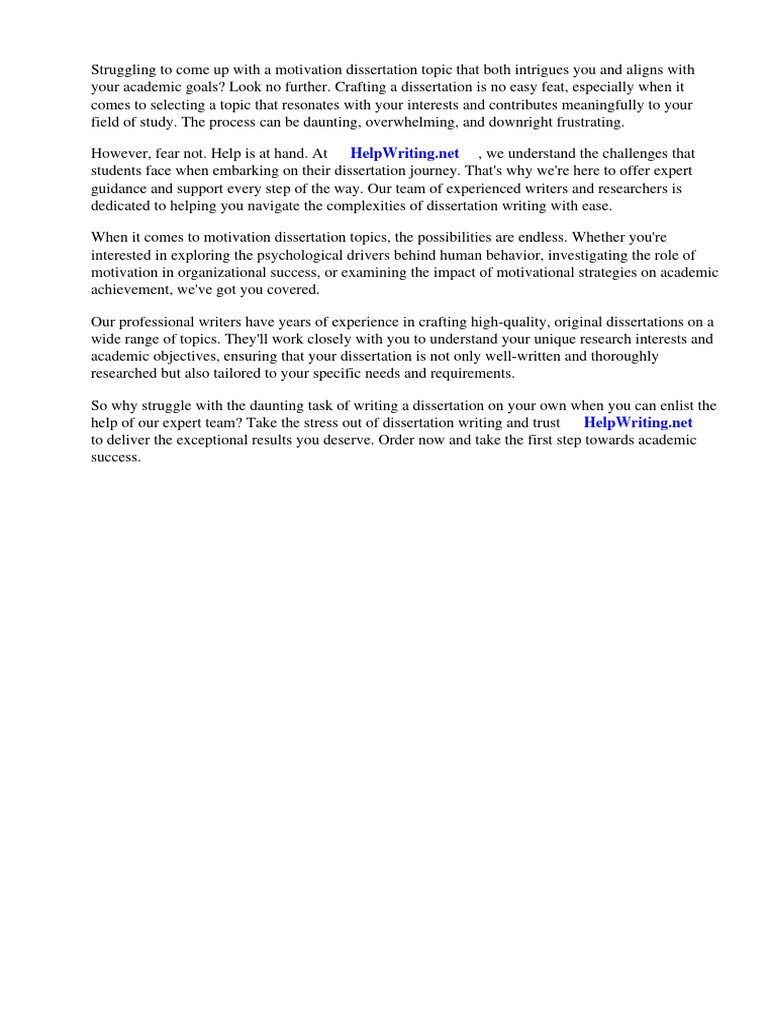 Motivation Dissertation Topics | PDF | Motivation | Motivational