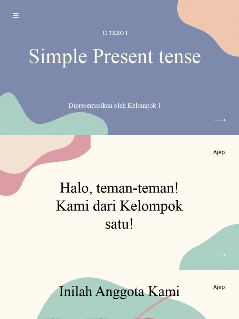 Simple Present Tense: 12 TKRO 1 | PDF