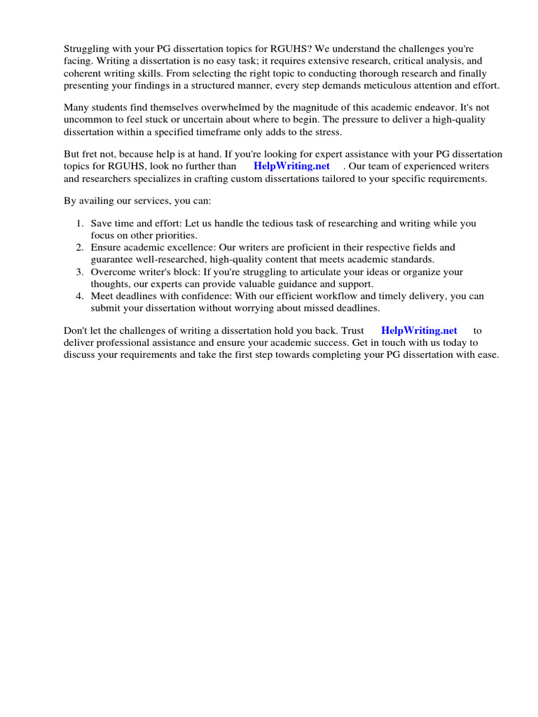 PG Dissertation Topics Rguhs | PDF | Thesis | Behavior